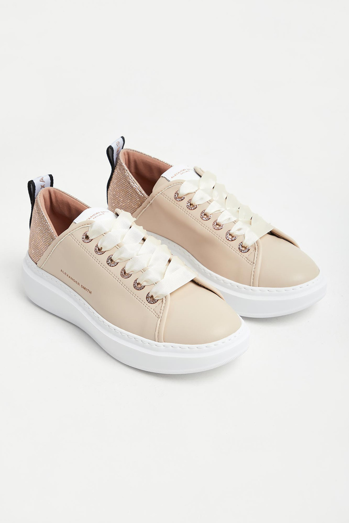 Sneakersy damskie skórzane ALEXANDER SMITH Beżowy ASAZWYW-0495-SGD ...