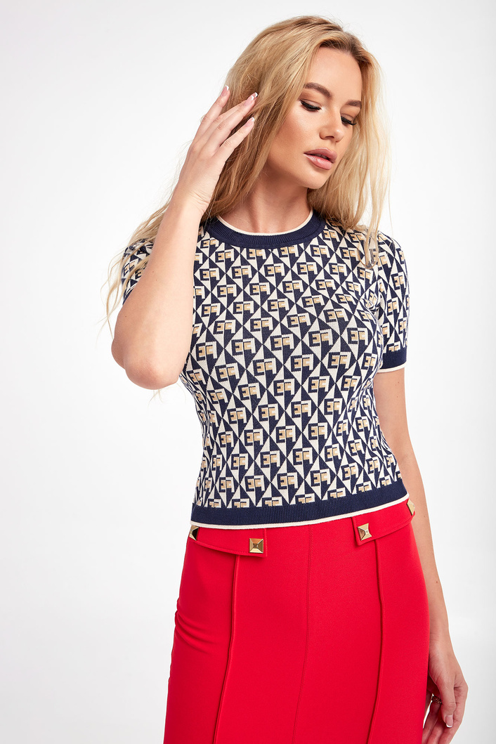 Sweter ELISABETTA FRANCHI Granatowy Slim MK77Q26E2/AW3 | Sklep Velpa.pl