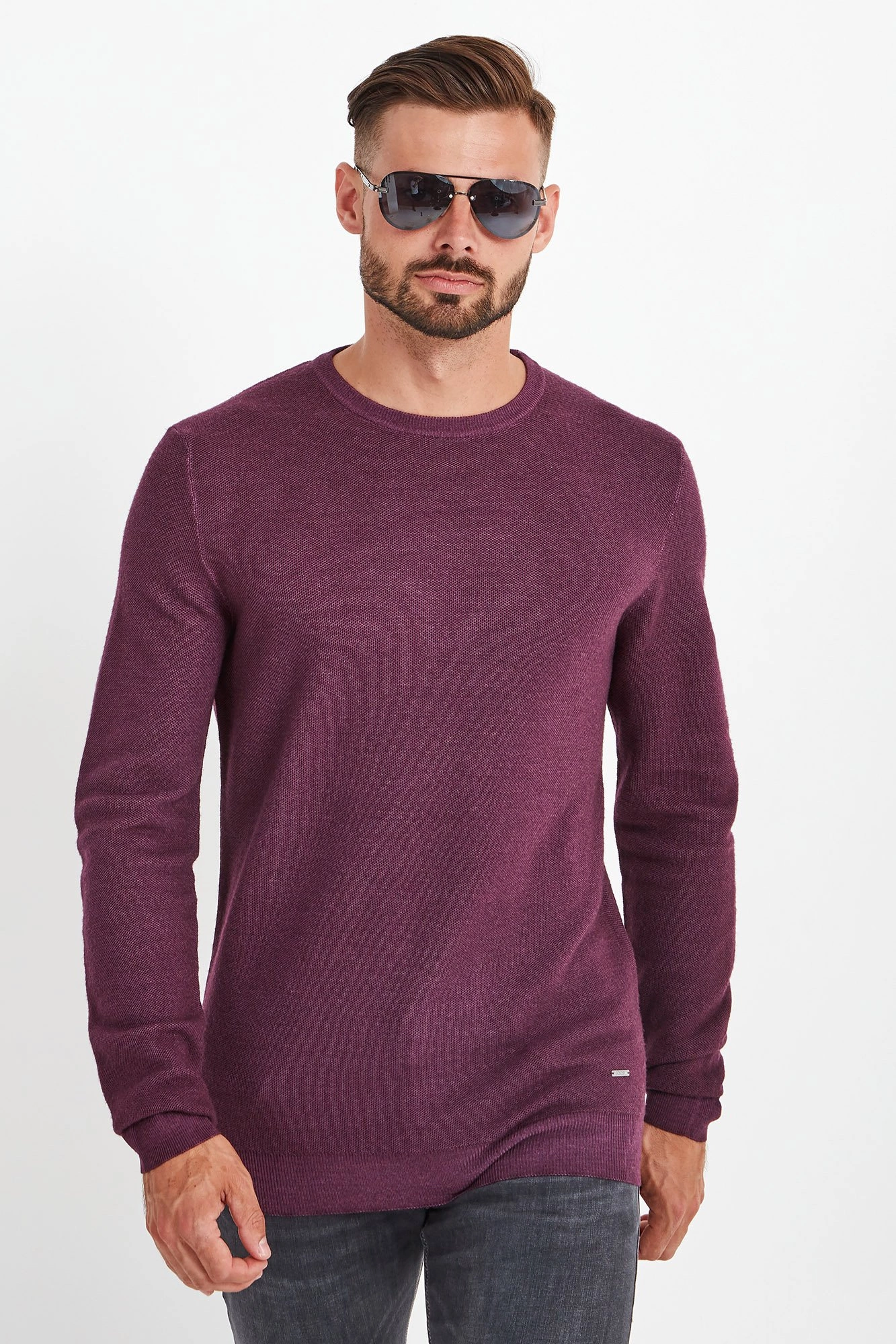 Sweter wełniany Sandros JOOP! COLLECTION Bordowy Regular 10007649 ...