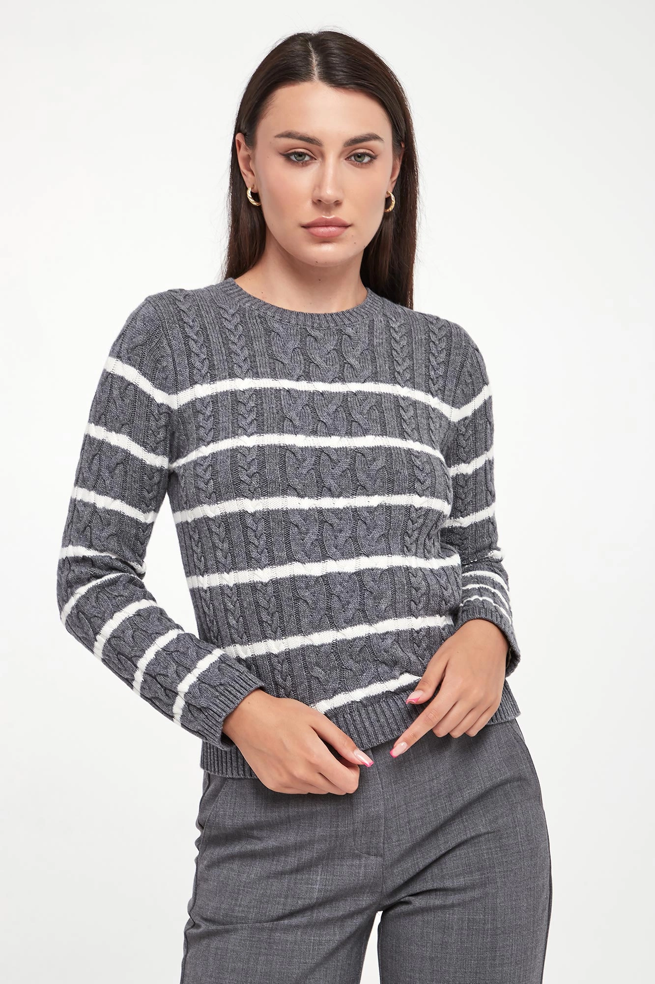 Sweter damski wełniany Leslie MARELLA SPORT Szary Regular 2423366114/ ...
