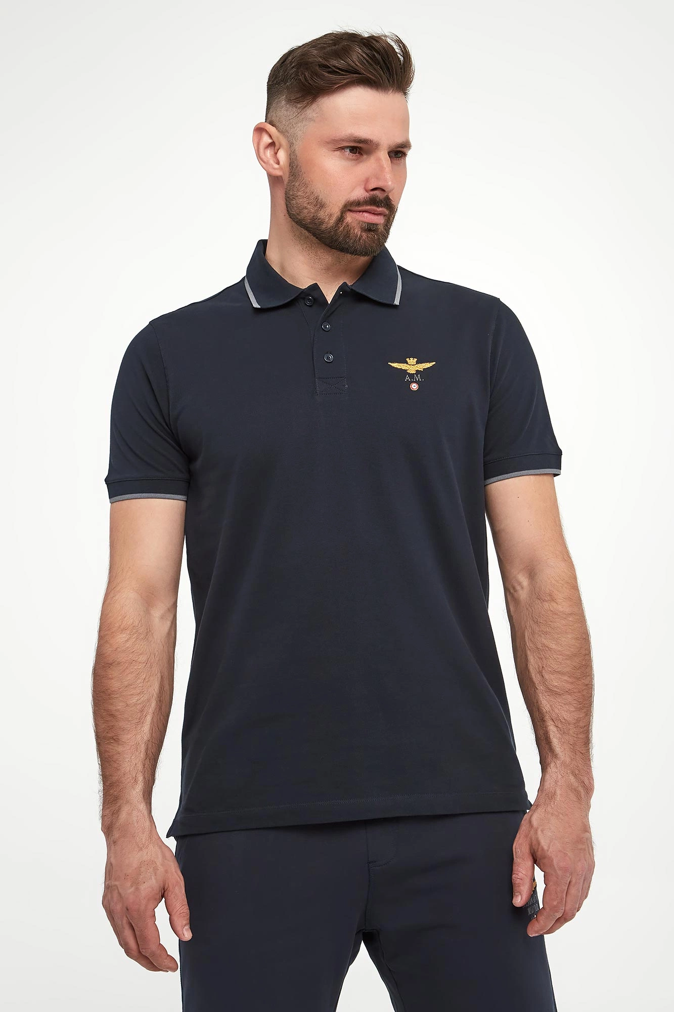 Polo męskie AERONAUTICA MILITARE Granatowy Regular 251PO1308P82/08184 | Sklep Velpa.pl