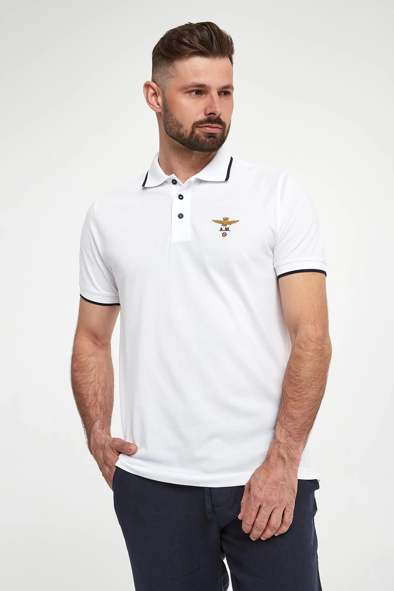 Polo męskie AERONAUTICA MILITARE Biały Regular 251PO1308P82/73062 | Sklep Velpa.pl