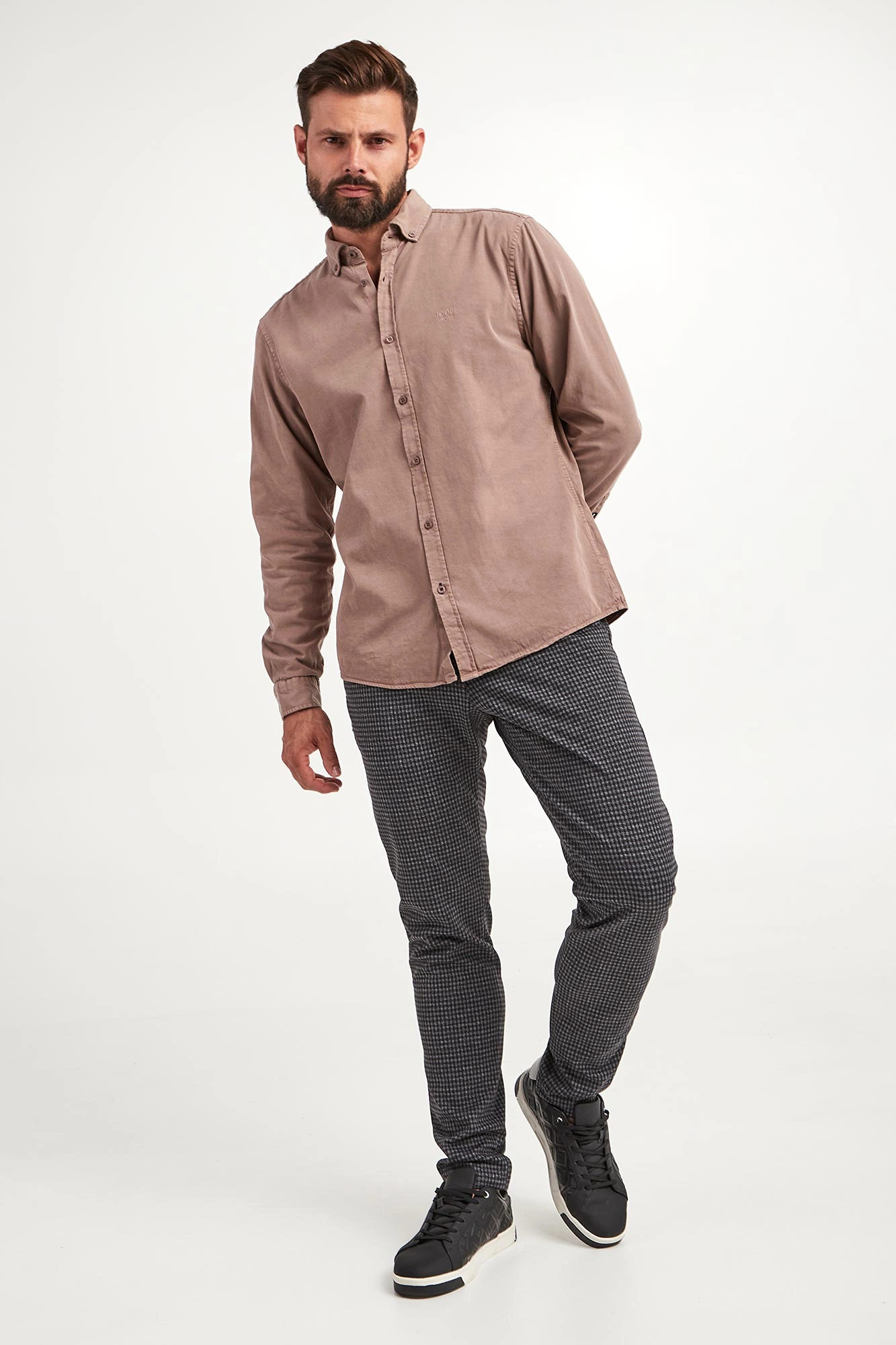 Spodnie męskie w kratę Maxton3-W JOOP! JEANS Szary Regular 10016775 ...