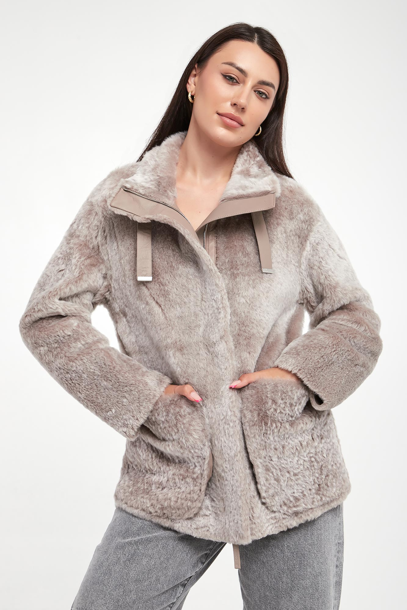 Futro damskie DIEGO M Beżowy Regular 24IP-Z1090MC/840 | Sklep Velpa.pl