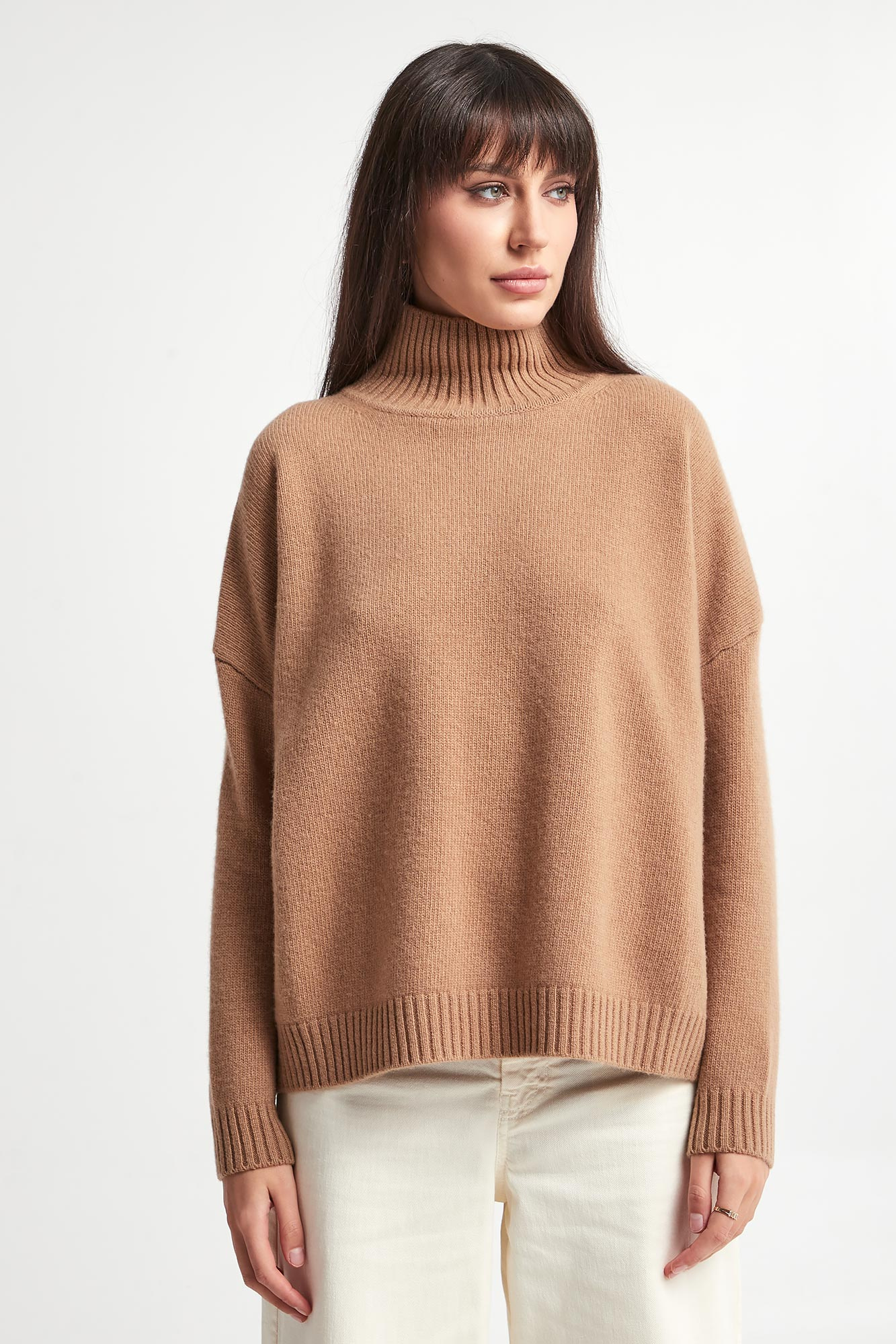 Golf damski wełniany Benito WEEKEND MAX MARA Kamelowy Relaxed ...