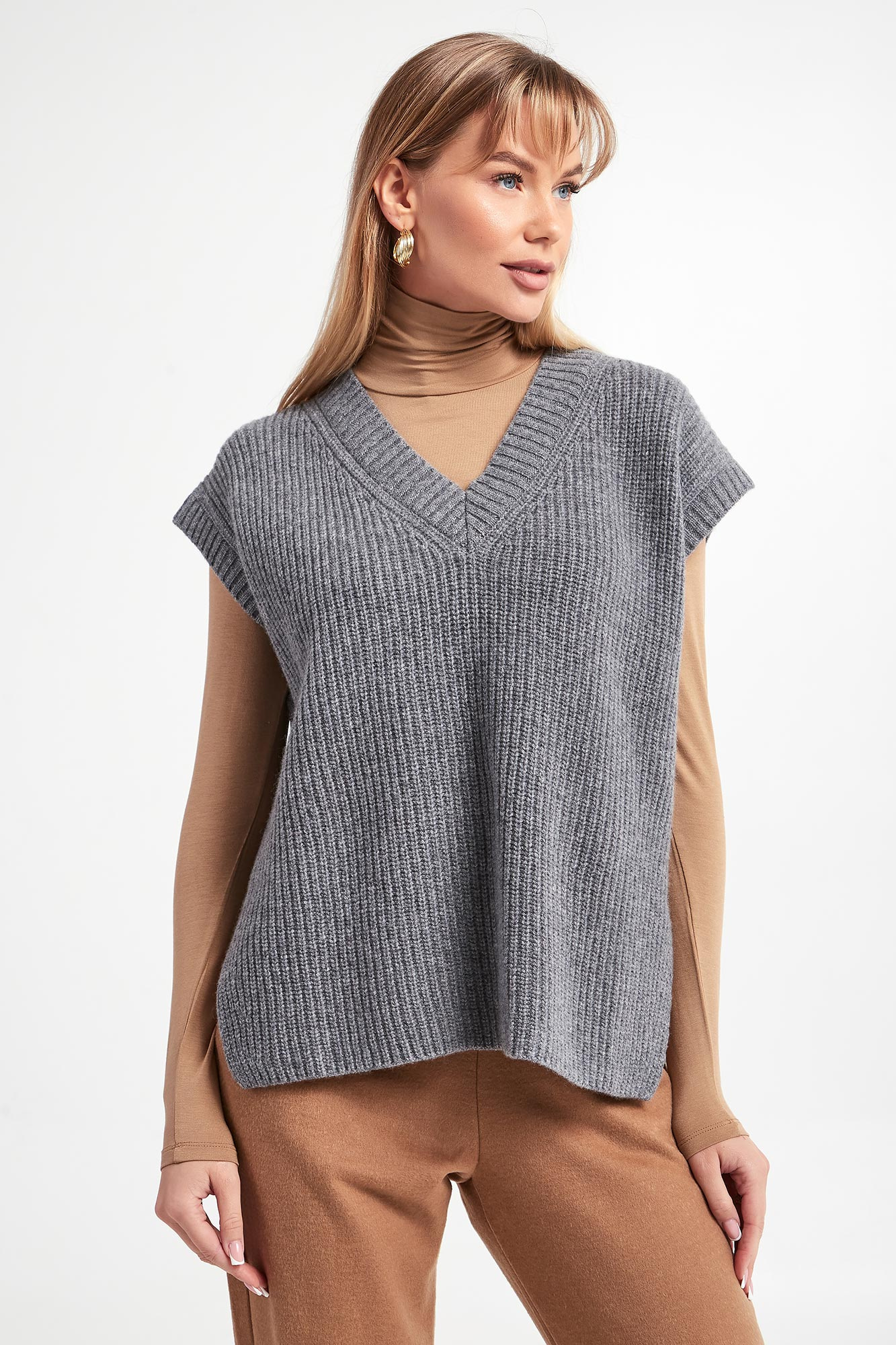 Kamizelka damska wełniana Ala WEEKEND MAX MARA Szary Relaxed 2353560133 ...