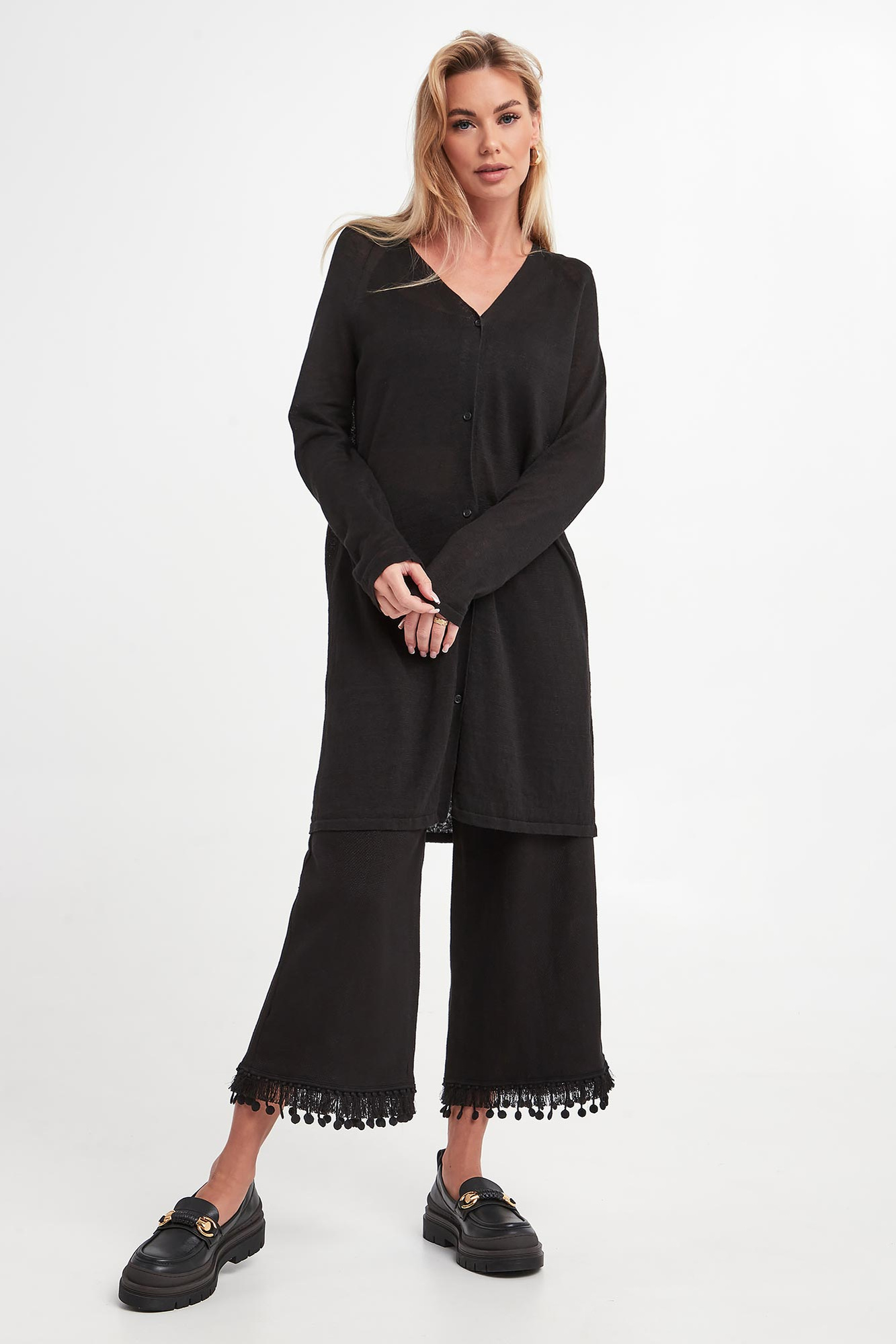 Kardigan damski lniany Dingey 'S MAX MARA Czarny Regular 93410212/010 ...