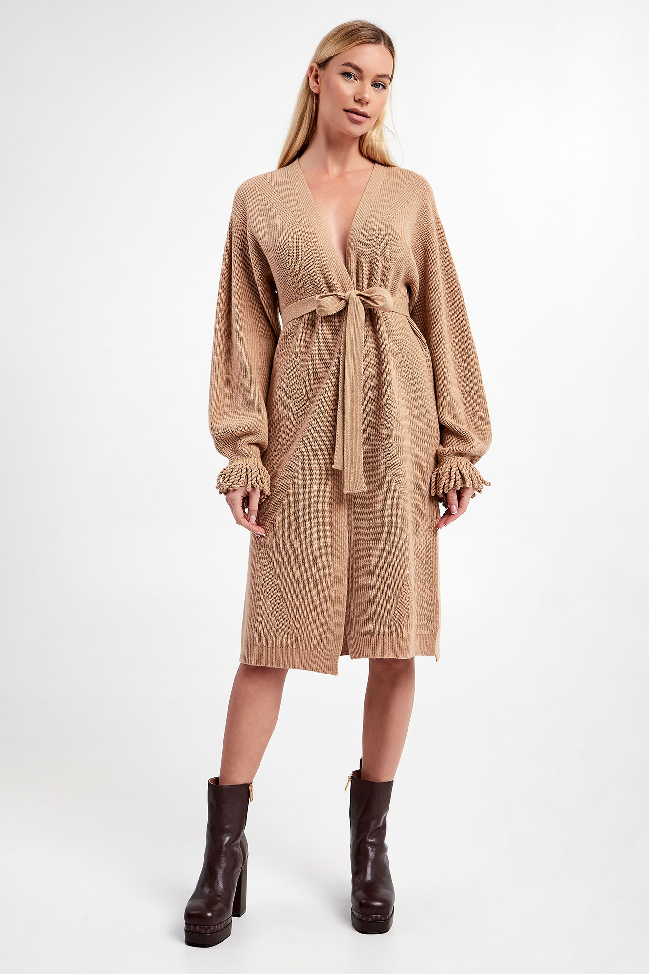 Kardigan damski z wełną TWINSET Beżowy Relaxed 222TT3182/07184 | Sklep ...