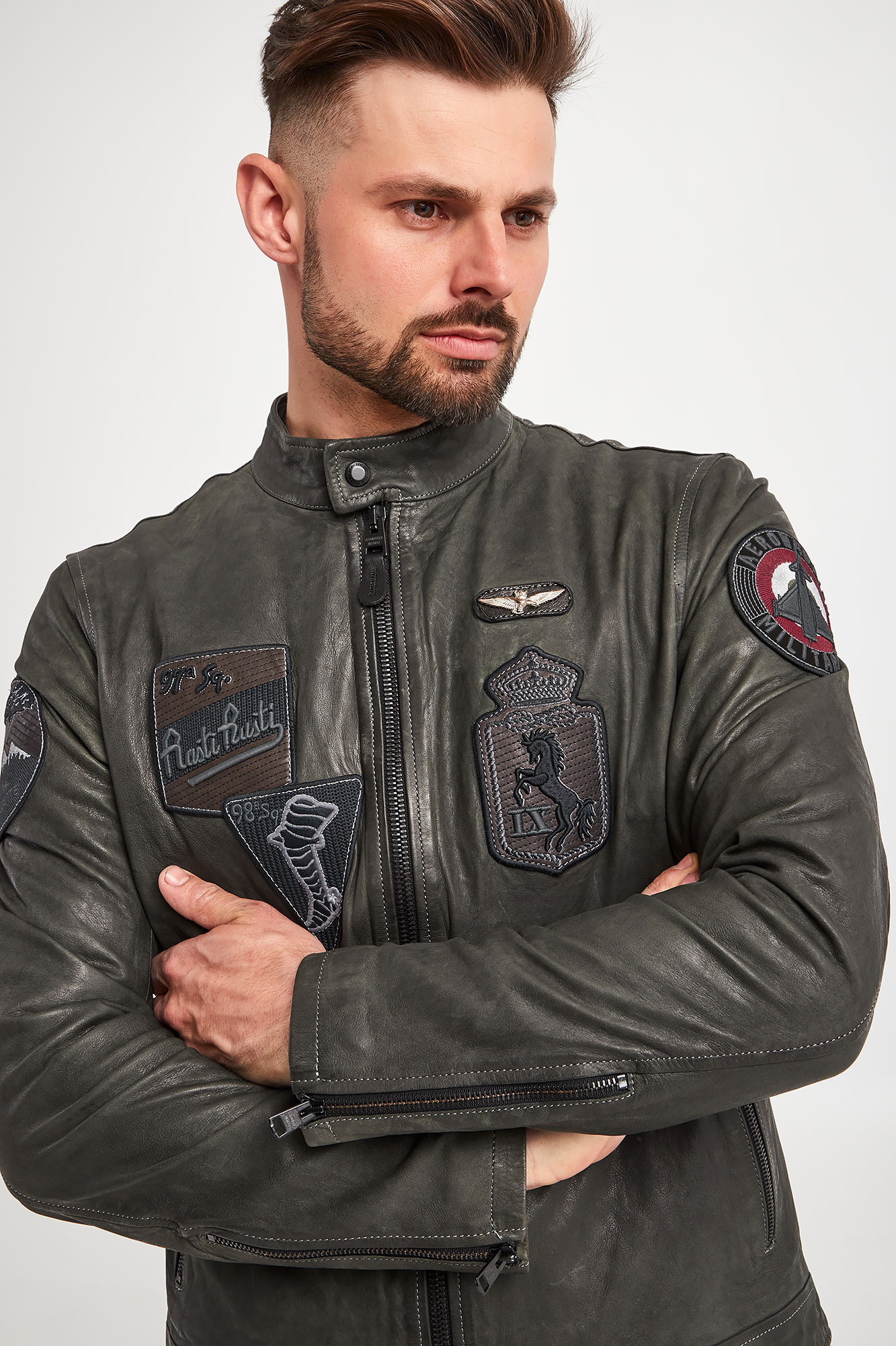 Kurtka skórzana AERONAUTICA MILITARE Szary Regular 221PN5017PL172/00093 ...