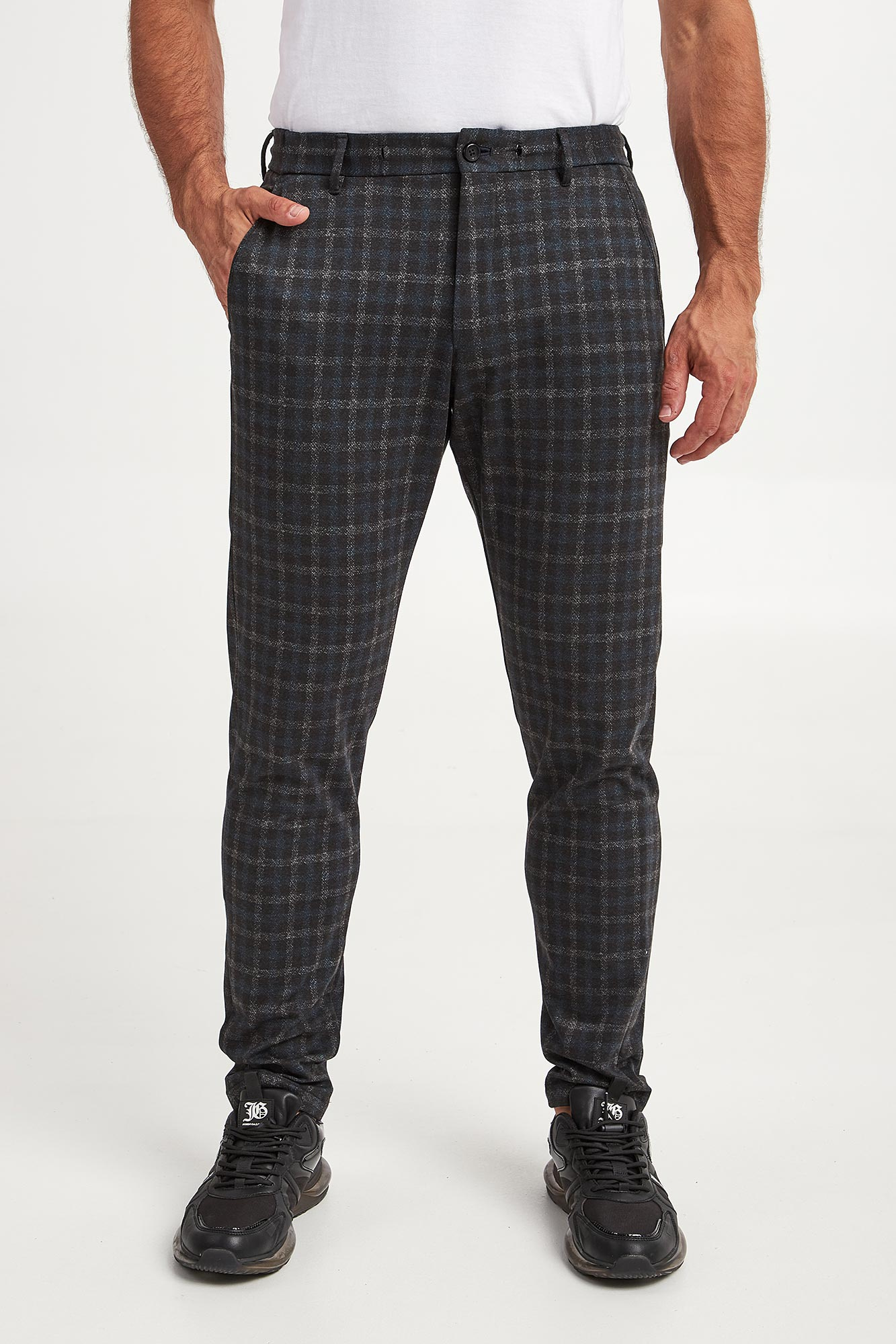 Spodnie męskie w kratę Maxton3-W JOOP! JEANS Grafitowy Regular 10016774 ...