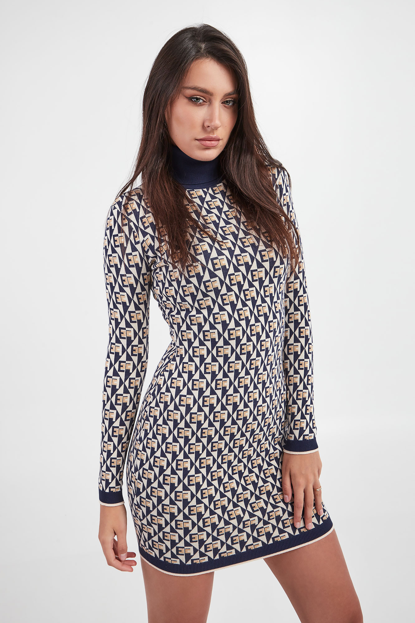 Sukienka ELISABETTA FRANCHI Beżowy Slim AM59Q26E2/AW3 | Sklep Velpa.pl