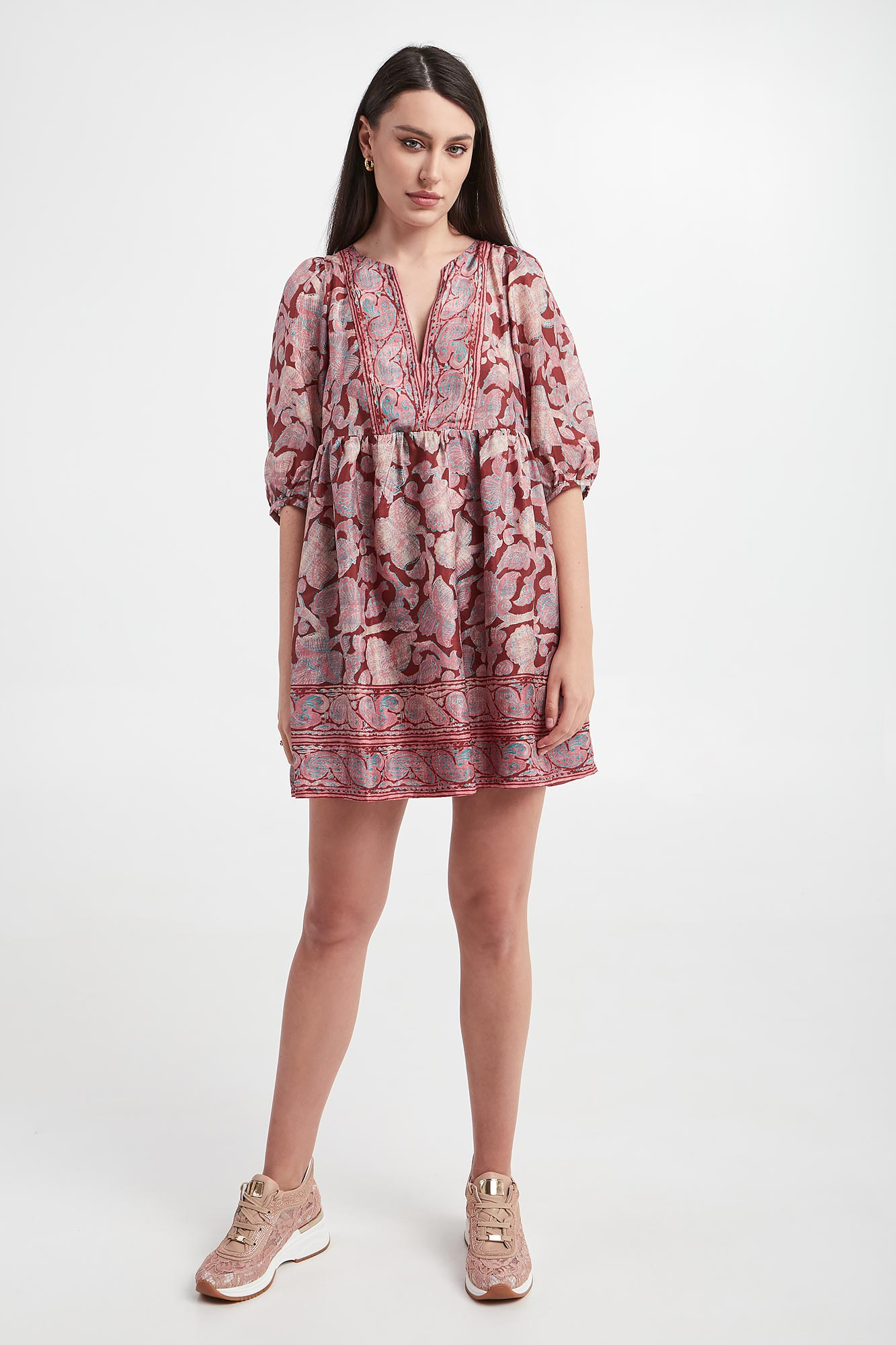 Sukienka boho BA&SH Brązowy Relaxed 1E23IRIZ/ROSE | Sklep Velpa.pl