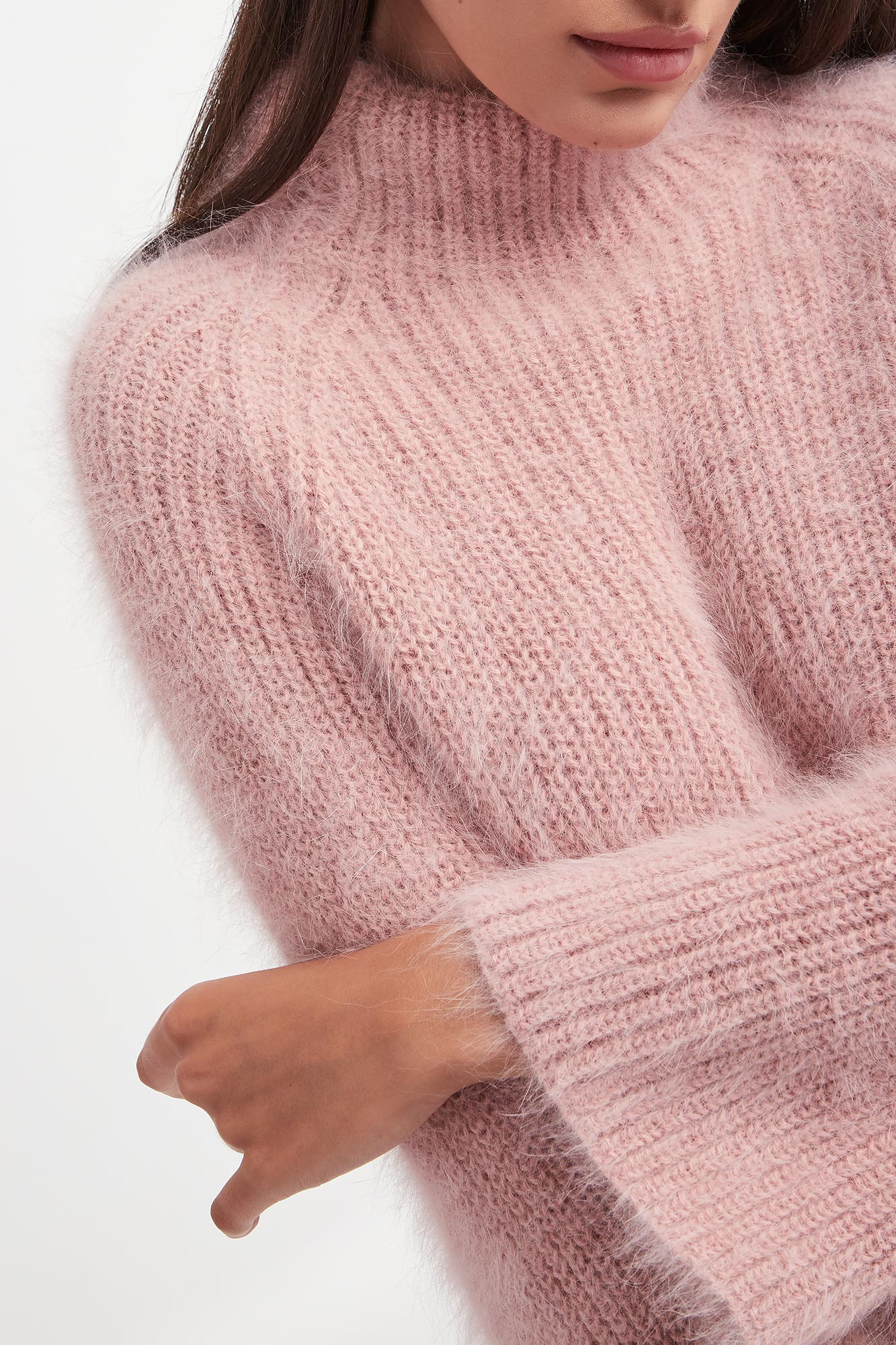 Sweter damski z angory PESERICO Różowy Regular E99090F05/09205/997 ...