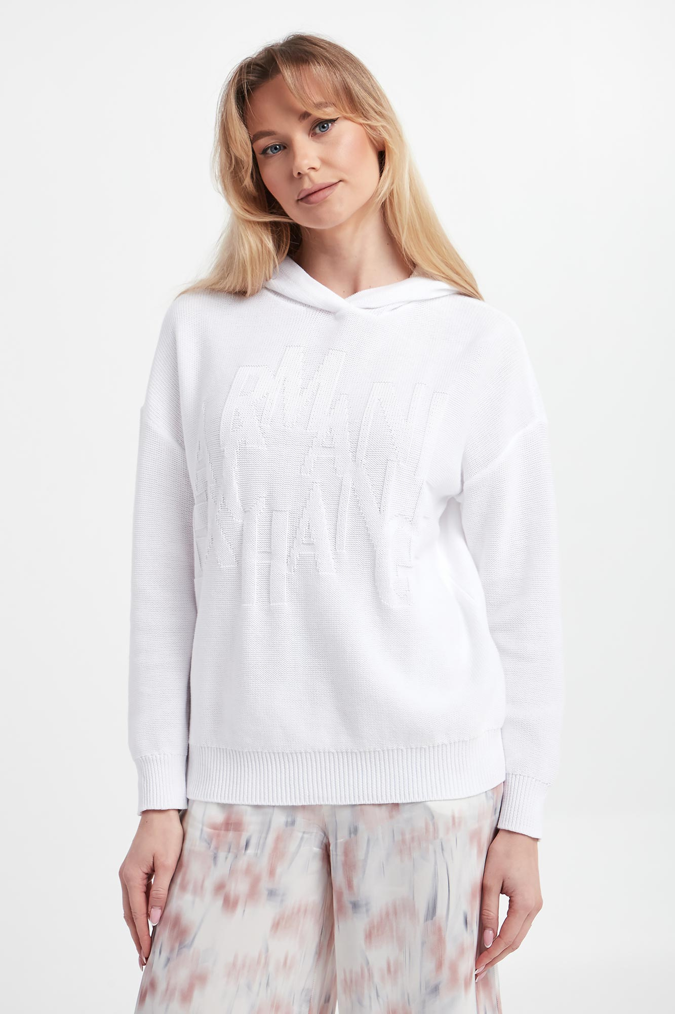 Sweter damski z kapturem ARMANI EXCHANGE Biały Oversize 3RYM1D/YMB1Z ...