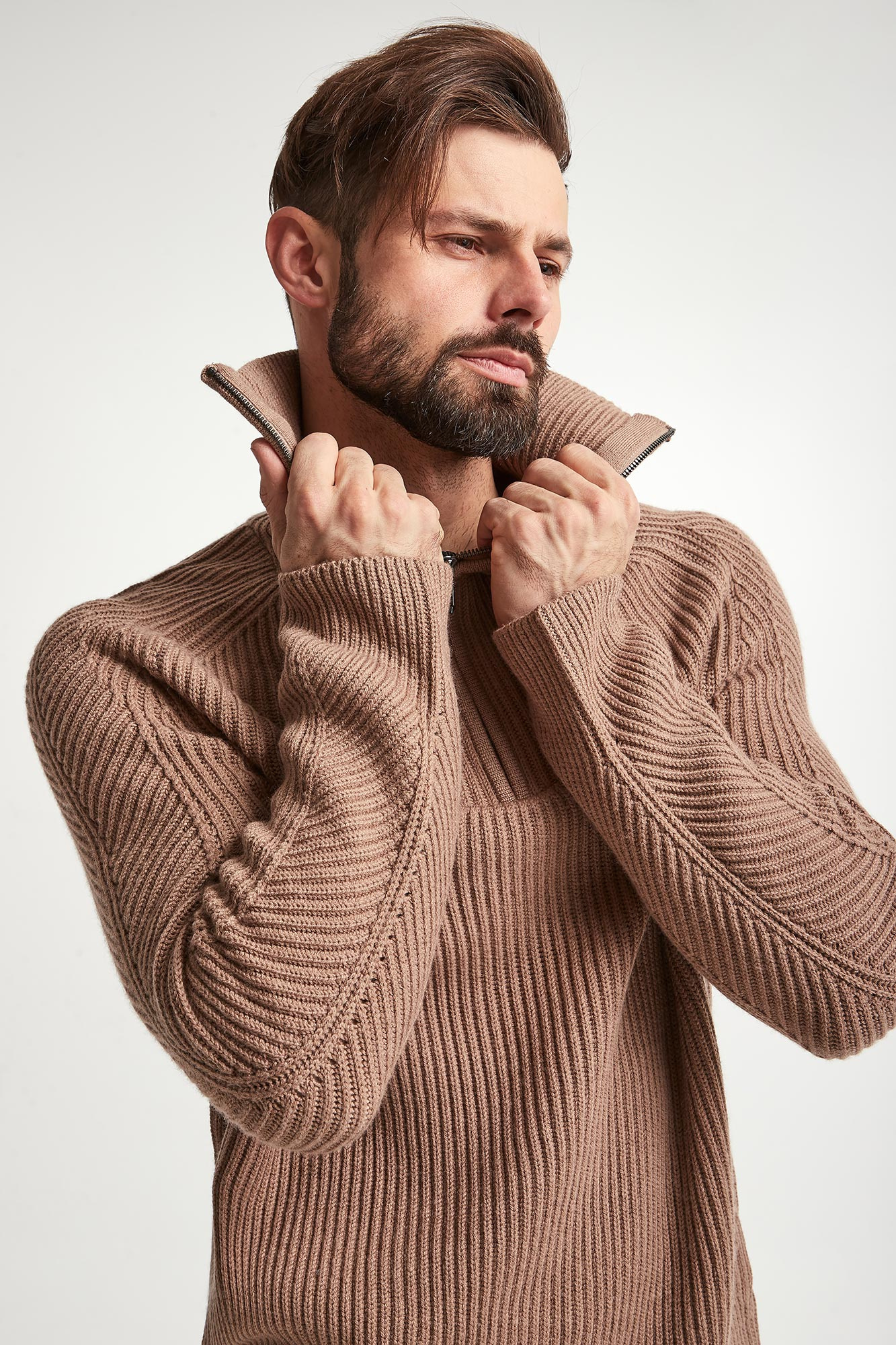 Sweter męski wełniany Brunor JOOP! Beżowy Regular 10016151/30038089/244 ...