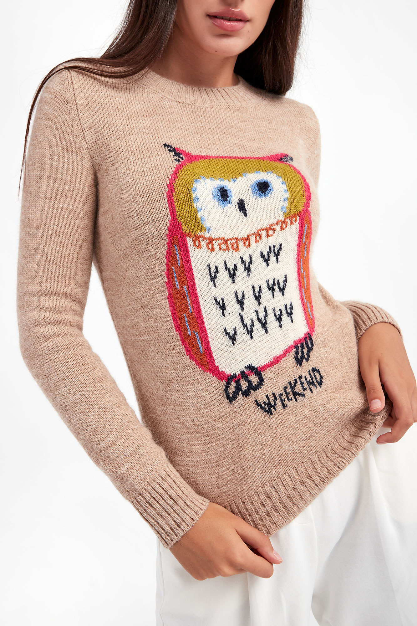 Sweter z wełną alpaka Gallo WEEKEND MAX MARA Beżowy Regular 53661329/ ...