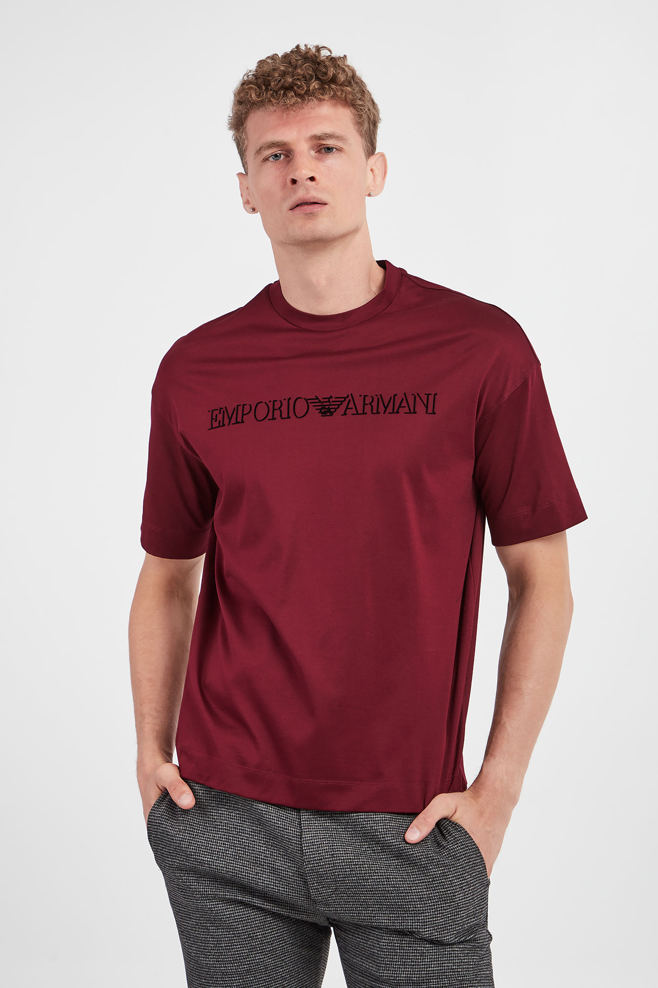 T-shirt EMPORIO ARMANI Bordowy Regular 6L1TG1/1JSAZ/0383 | Sklep Velpa.pl