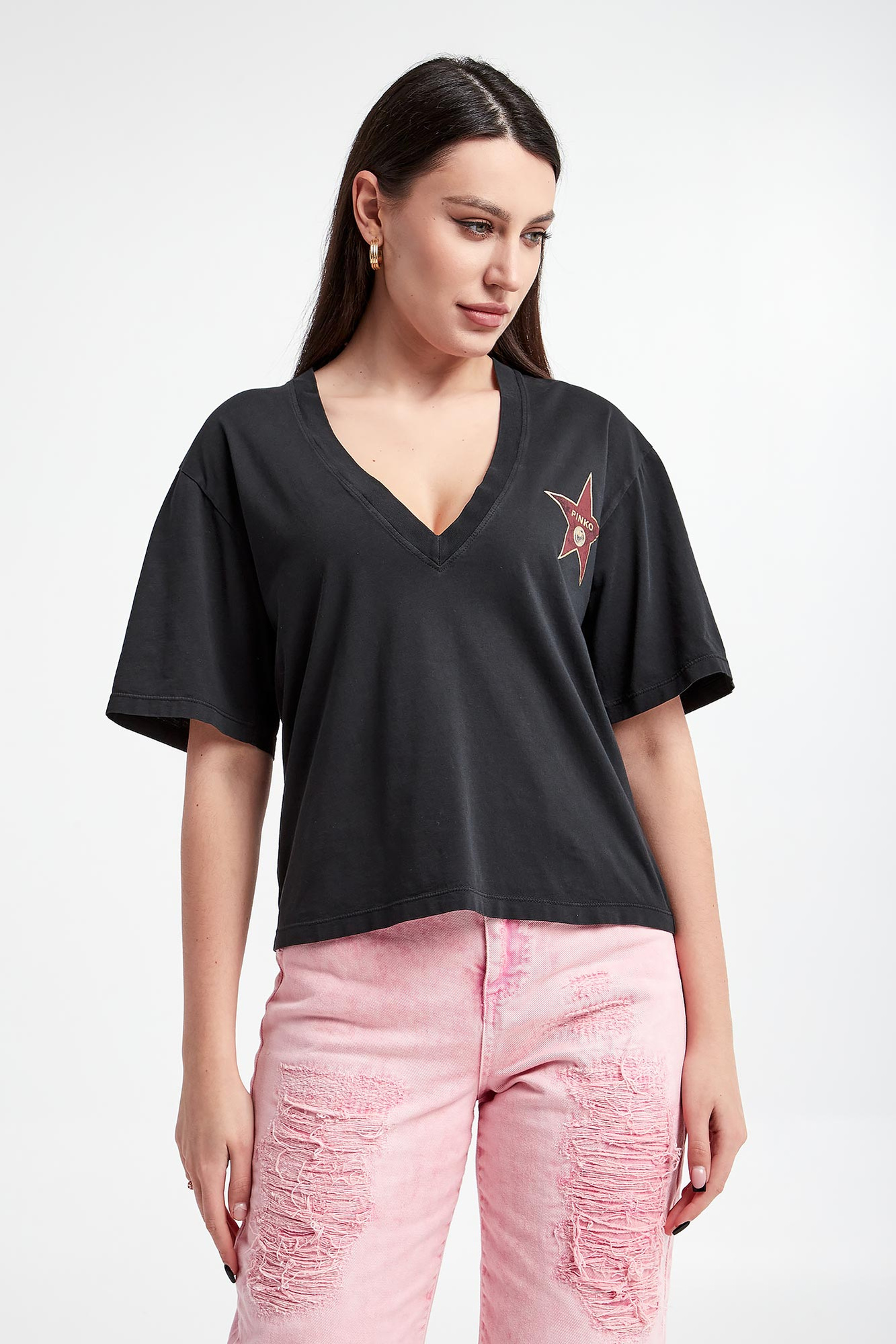 T-shirt damski Mitico PINKO Czarny Relaxed 100616/A0MO/Z98 | Sklep Velpa.pl