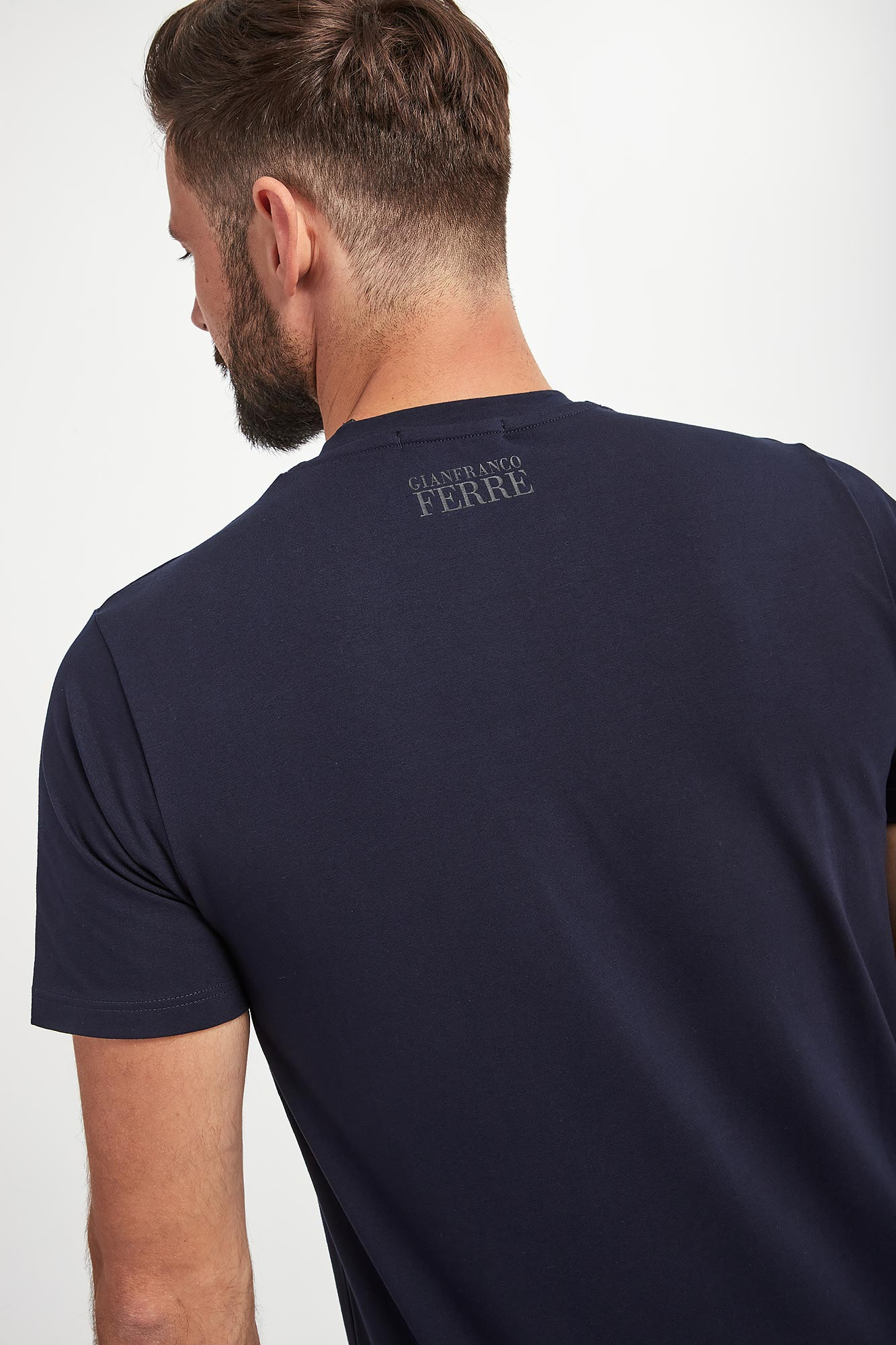 T-shirt męski GIANFRANCO FERRE Granatowy Regular 0458U/BLUE | Sklep ...