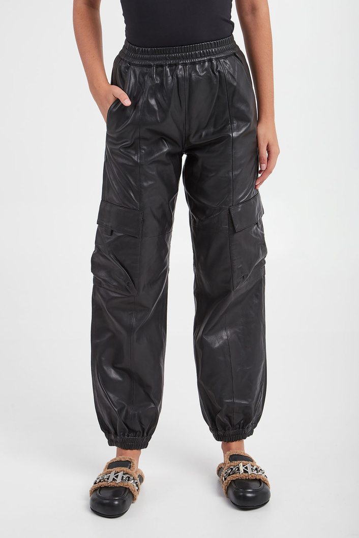 Spodnie skórzane cargo GESTUZ Czarny Cargo 10906426/100017 | Sklep Velpa.pl