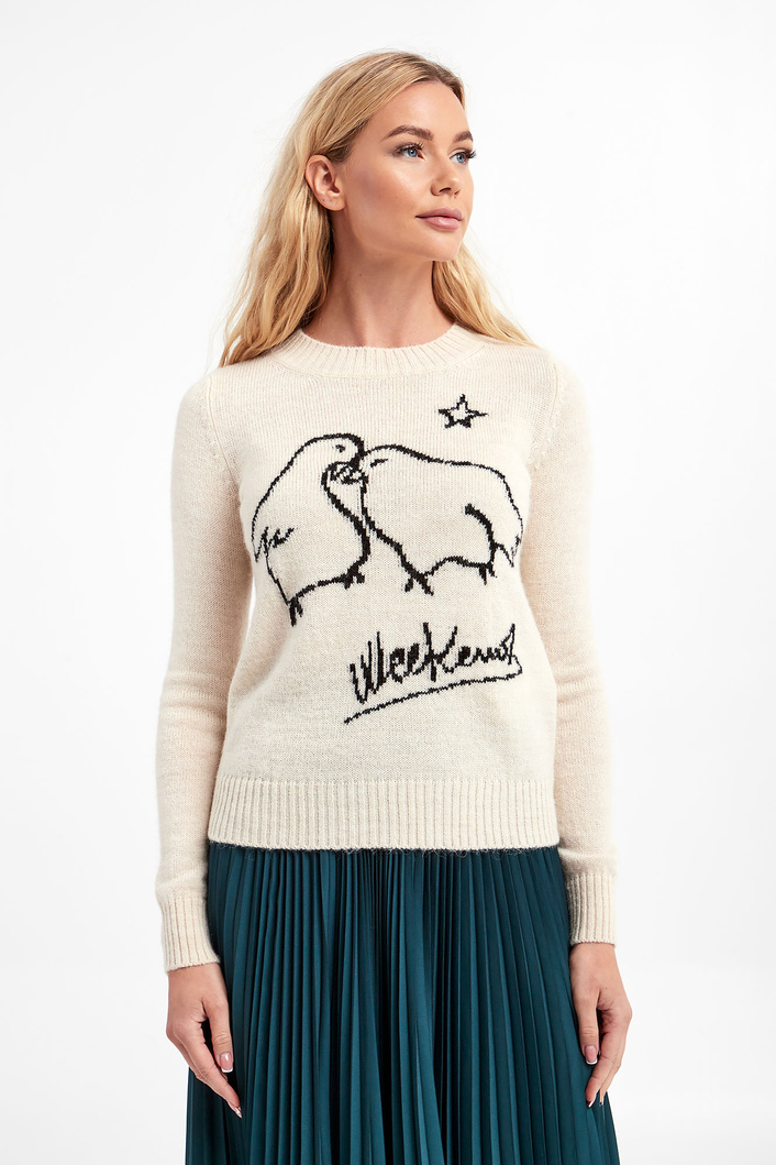 Sweter z wełną alpaka Gallo WEEKEND MAX MARA Ecru Regular 53661329/005 ...