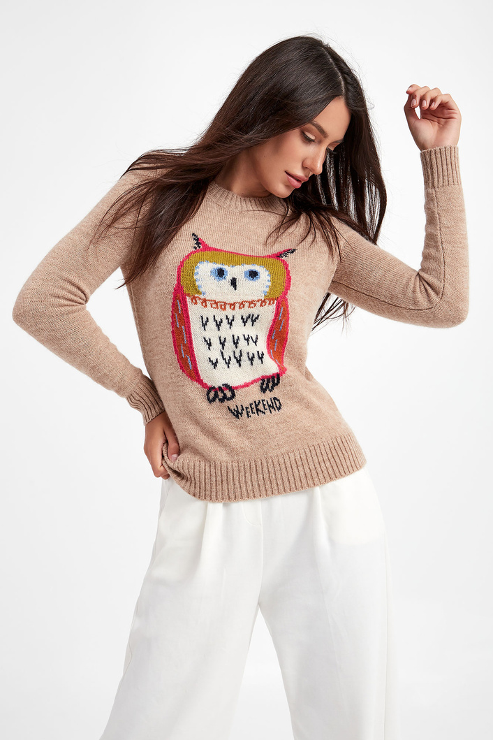 Sweter z wełną alpaka Gallo WEEKEND MAX MARA Beżowy Regular 53661329/ ...